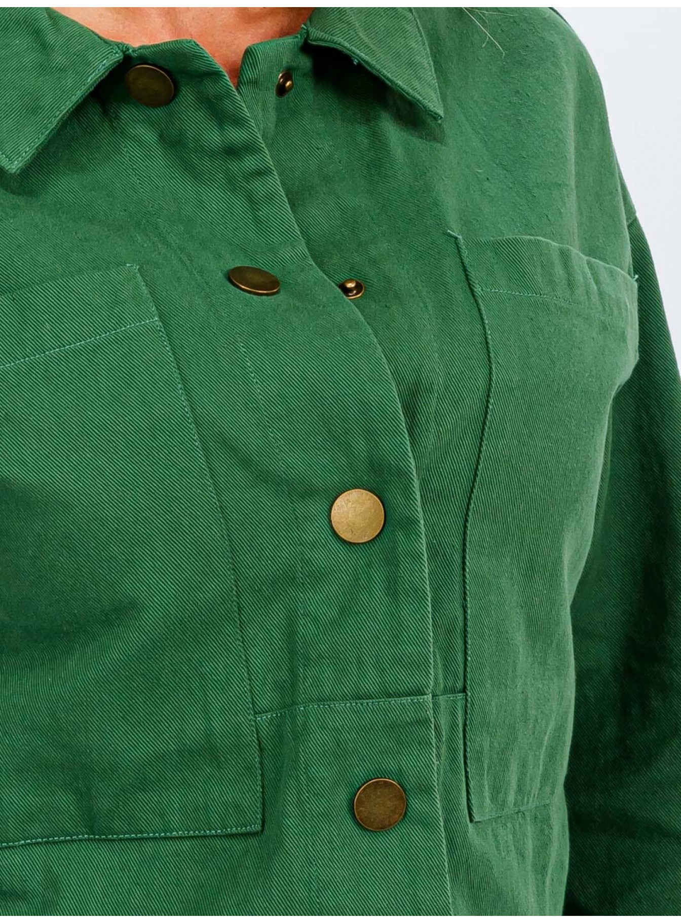 WOMEN'S LONG SLEEVE BUTTON UP FRONT POCKETS DENIM JACKET