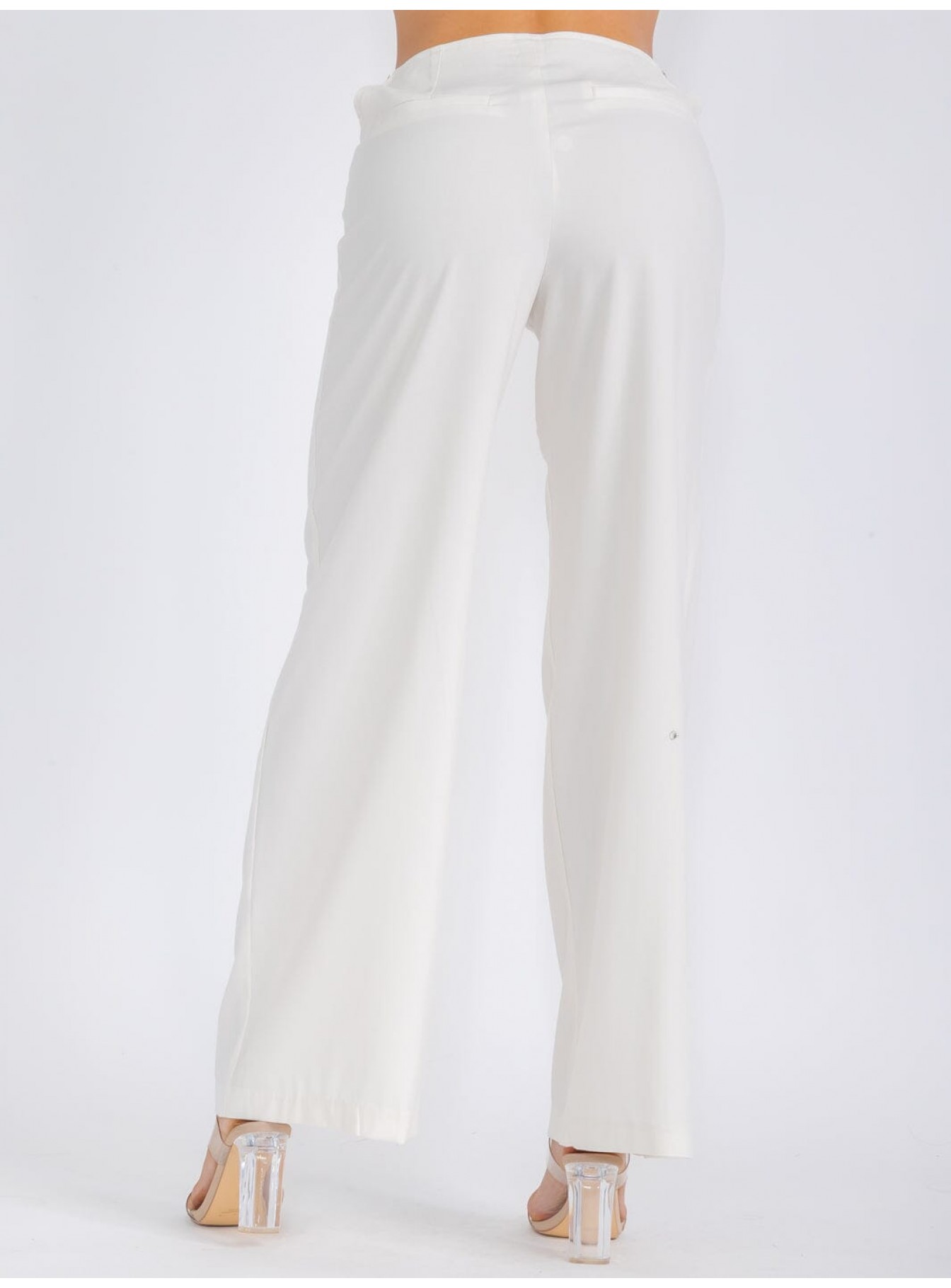 WOMEN'S BUTTON CLOSURE SIDE CUT OUT WIDE LEG PANTS